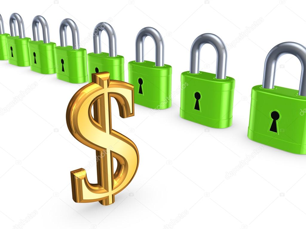 Colorful locks and sign of dollar. Stock Photo by ©rukanoga 29959225
