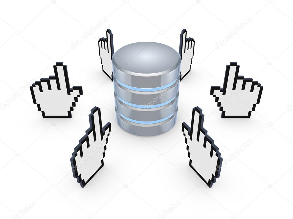 Cursors around symbol of Database. Stock Photo by ©rukanoga 29966363