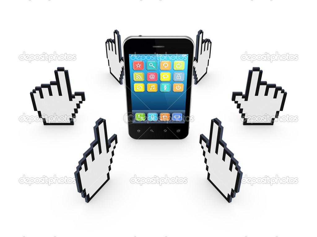 Cursors around mobile phone. Stock Photo by ©rukanoga 32674661