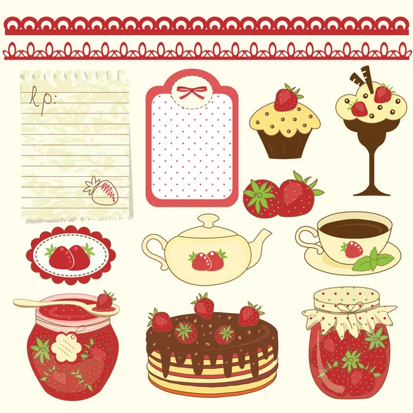 Strawberry jam border Vector Art Stock Images | Depositphotos
