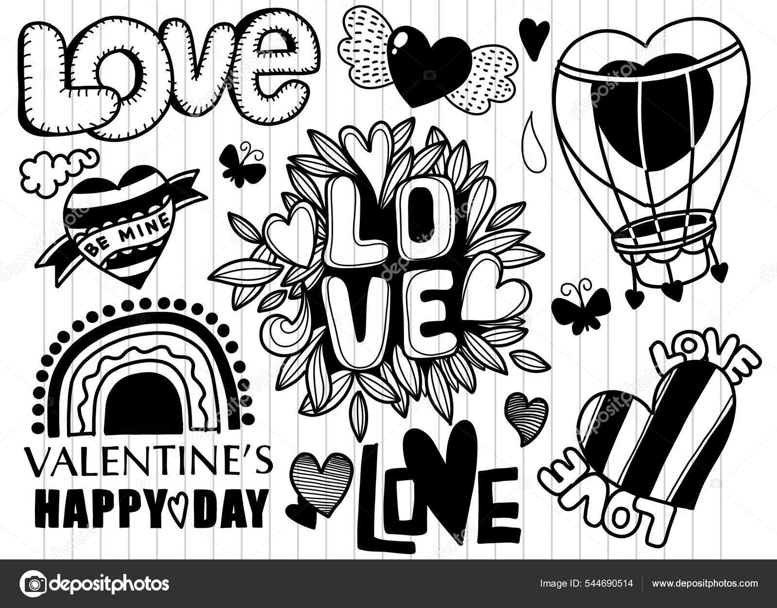Love Doodles Background Sketchy Vector Hand Drawn Doodles Cartoon Set ...