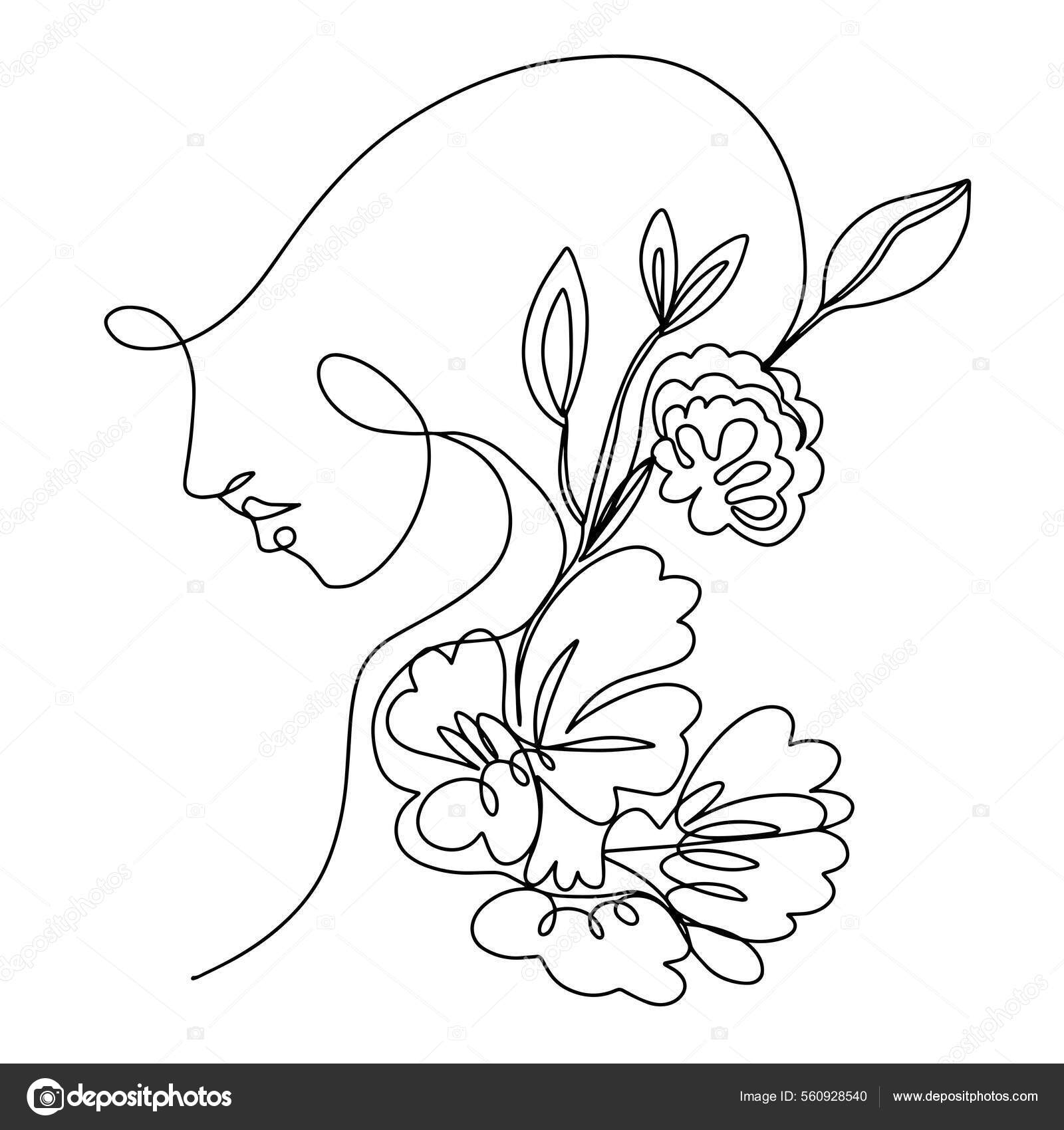 Woman Face Minimalist Abstract One Line Art Stock Vector By ©9george