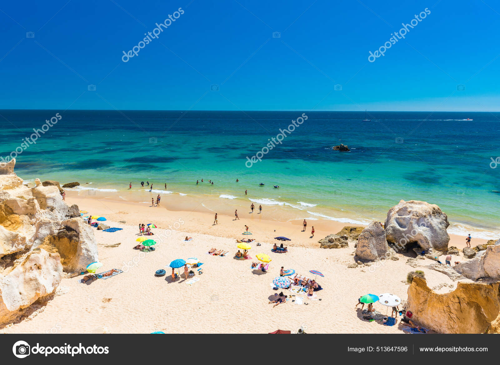 Panoramic Aerial View Praia Gale Gale Beach Albufeira Armacao Pera ...