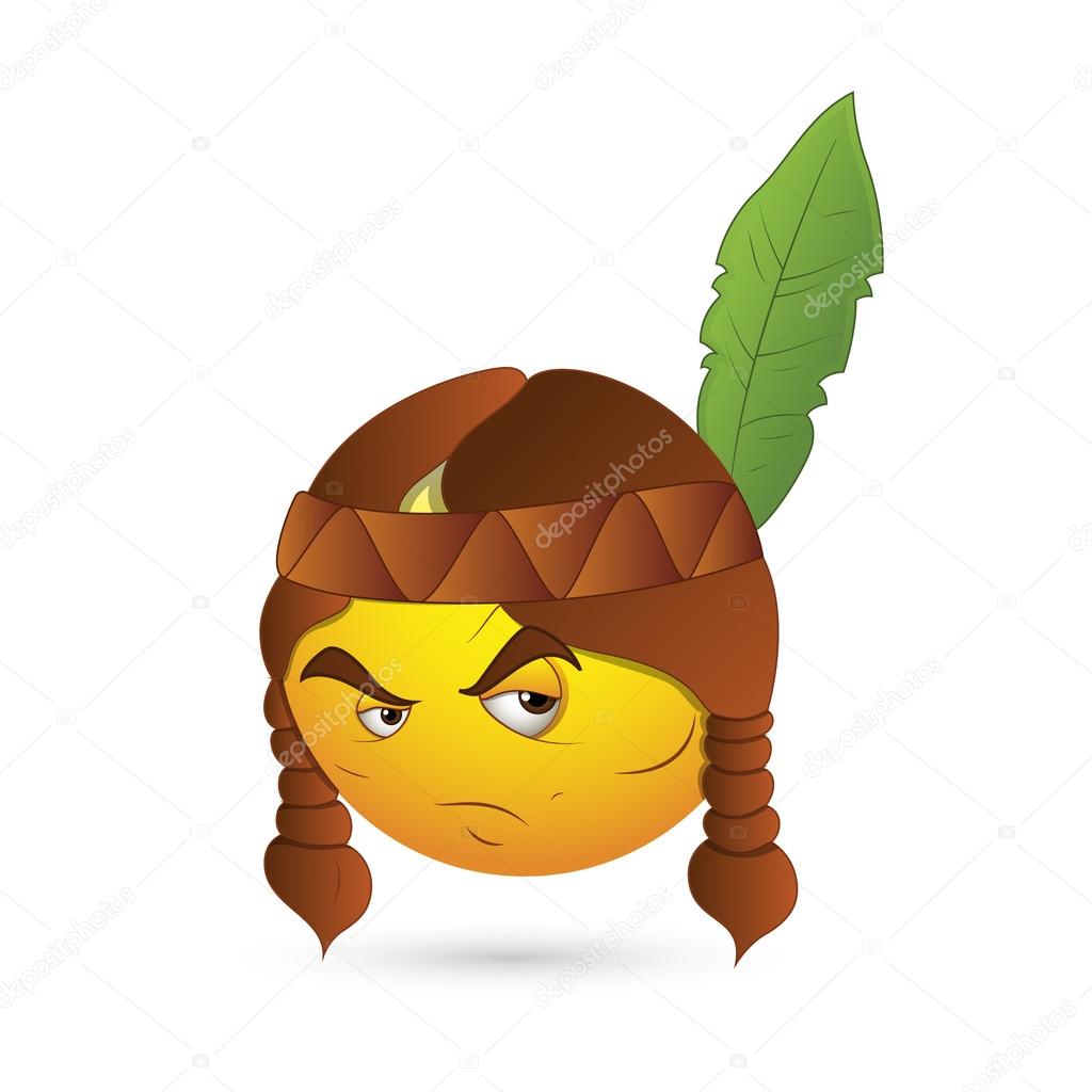 Image vectorielle Émoticônes souriantes Visage vecteur - Red Indian par ...