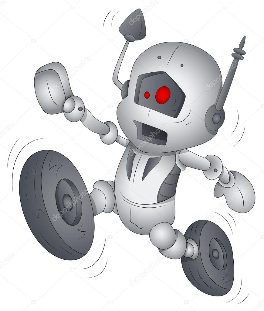 illustration vectorielle robot drôle - personnage de dessin animé ...
