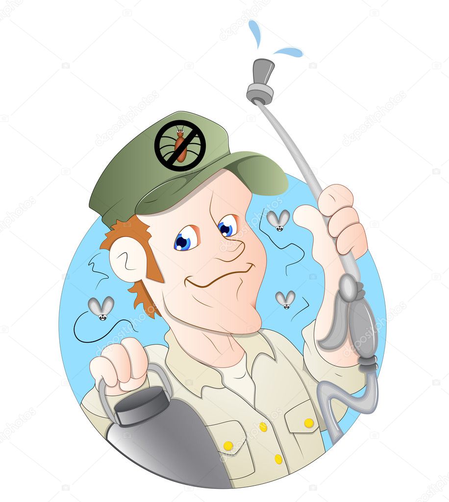 Cartoon Exterminator Man Illustration Stock Vector by ©baavli 15370819