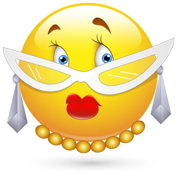 Smiley-Vektor-Illustration - Dame mit Brille — Stockvektor © baavli ...