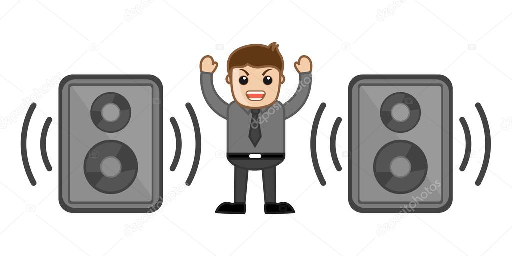 Loud Volume Speaker - Office Character - Vector Illustration Stock ...
