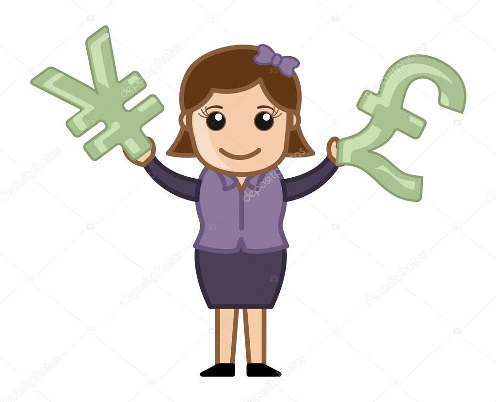 Comparing Two Currencies - Business Cartoon Character Vector — Stock ...