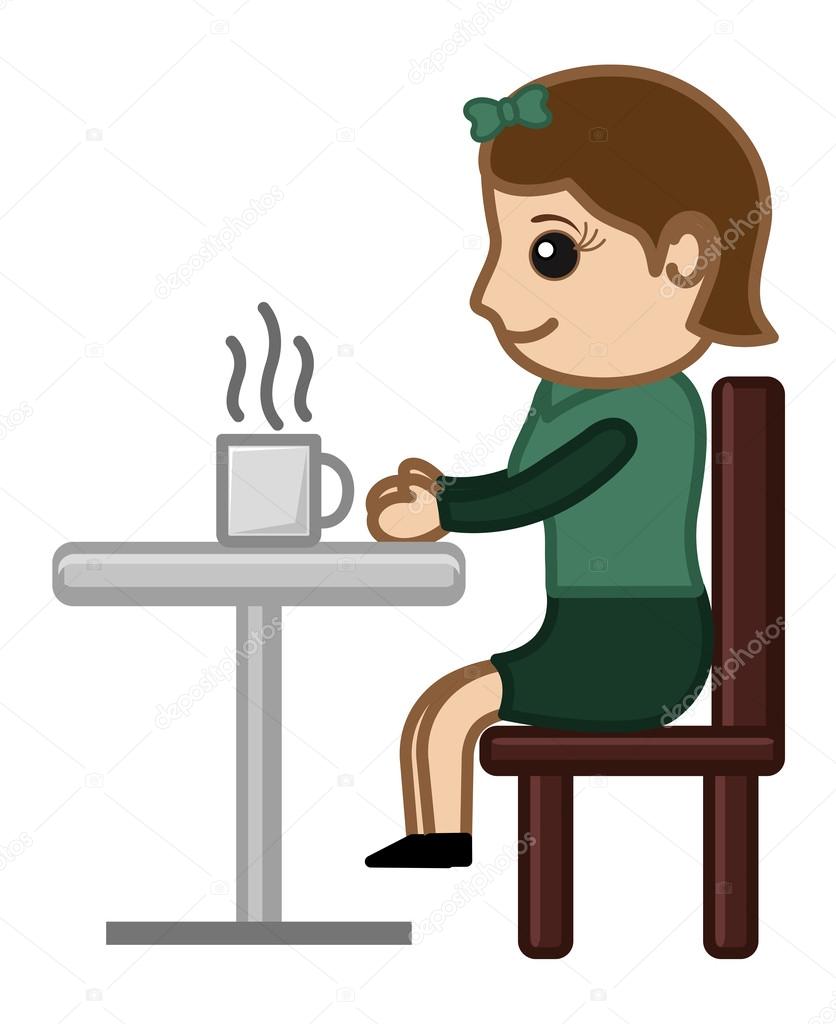 Mujer tomando té - personaje de dibujos animados negocios vector ...