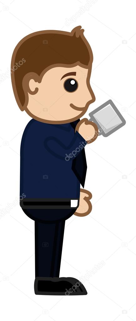 Hombre tomando té - personaje de dibujos animados negocios vector ...