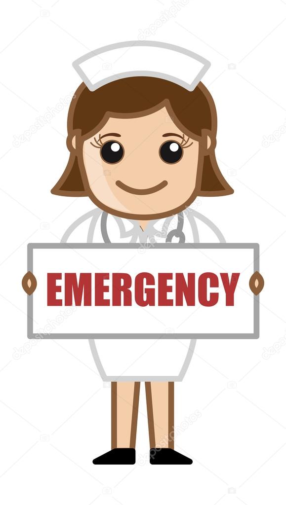 Nurse Showing Emergency Banner - Doctor & Medical Character Concept ...