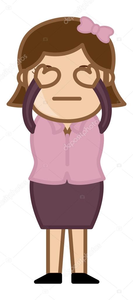 Woman Closing Her Eyes with Hands - Business Cartoon Character Vector ...