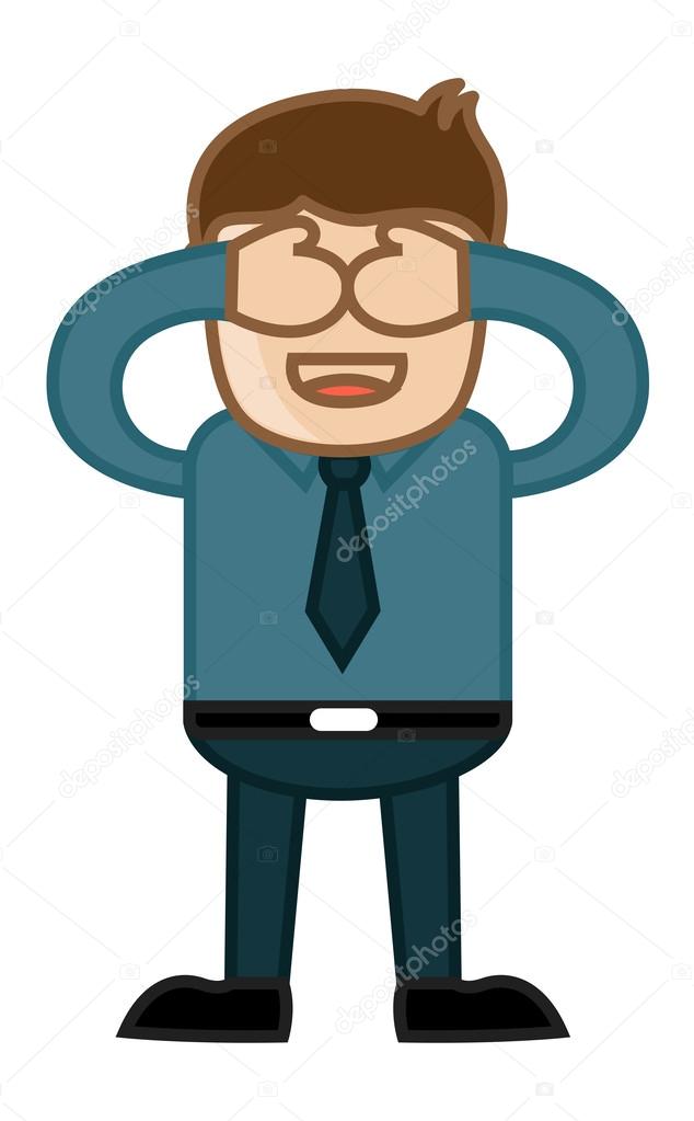 Cerrar los ojos - Vector de carácter de dibujos animados de negocios 2024