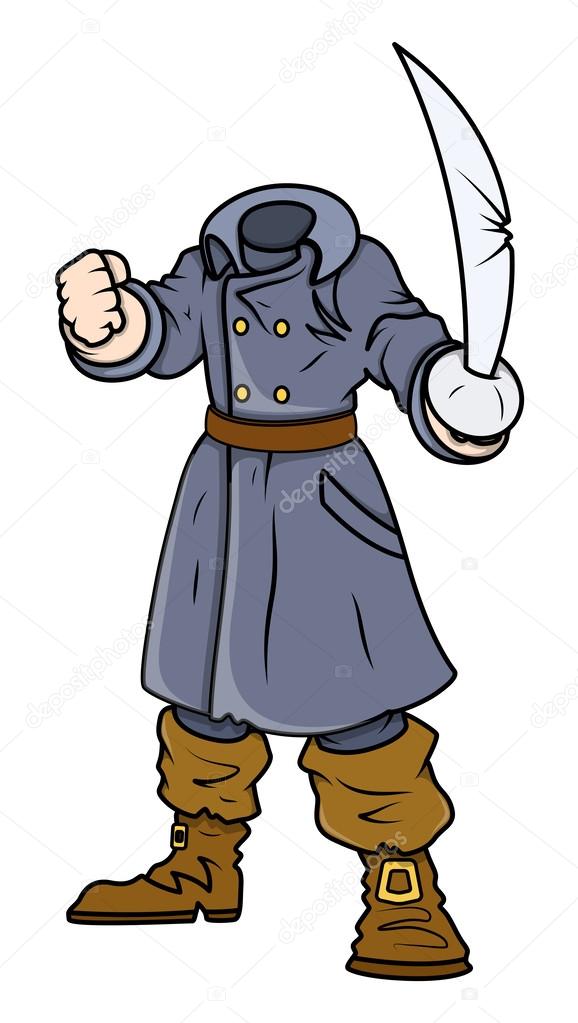 Headless Pirate Captain - Vector Cartoon Illustration — Stock Vector ...