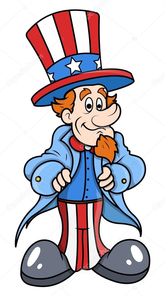 Cute and Happy Uncle Sam Cartoon Vector — Stock Vector © baavli #30782259