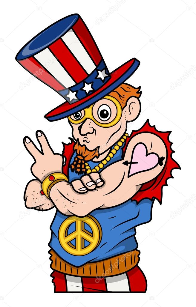 Tío Sam con estilo - Paz y victoria - 4 de julio Vector Ilustración 2024