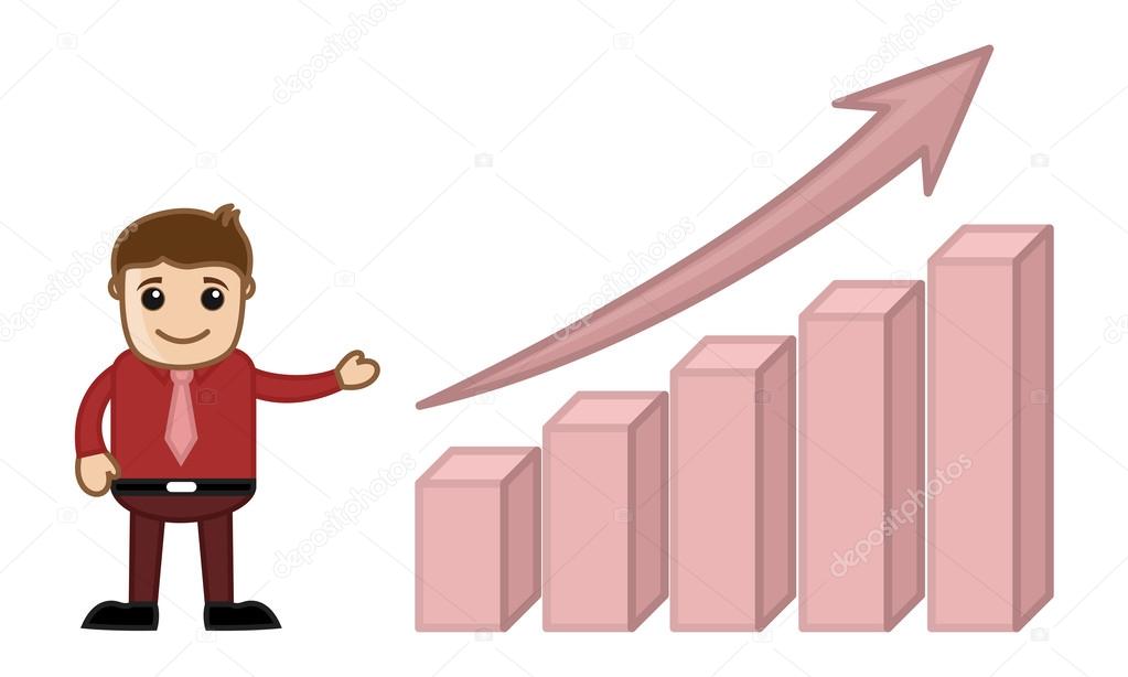 Stats Bar Growing Up - Cartoon Business Character Stock Vector Image by ...