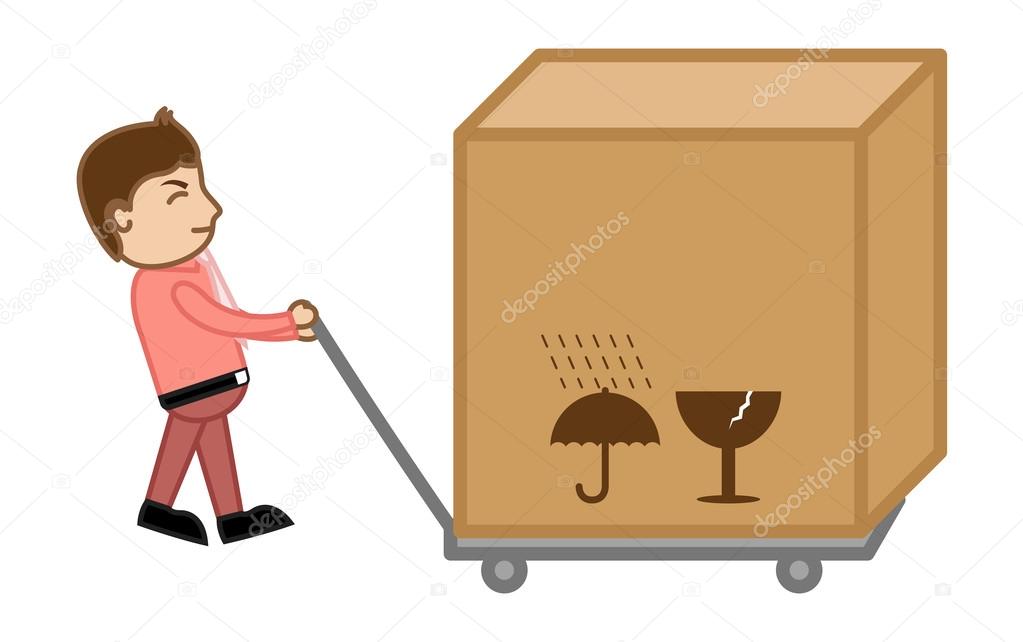 Pulling a Big Box Bundle - Business Cartoon — Stock Vector © baavli ...