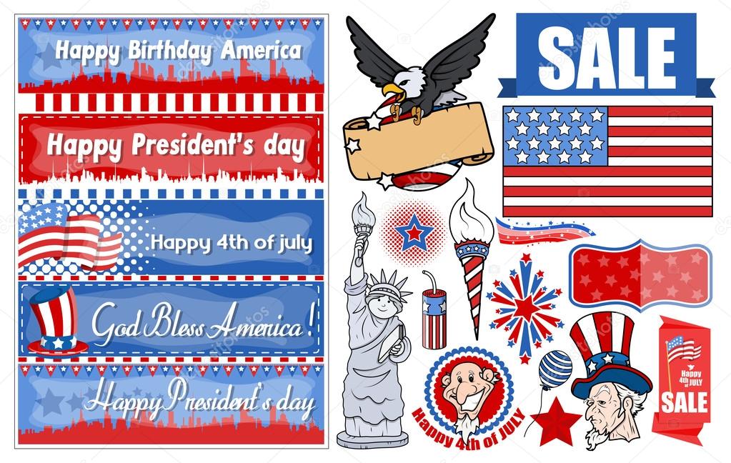 Various USA Patriotic Designs Vector Set Stock Vector Image by ©baavli ...