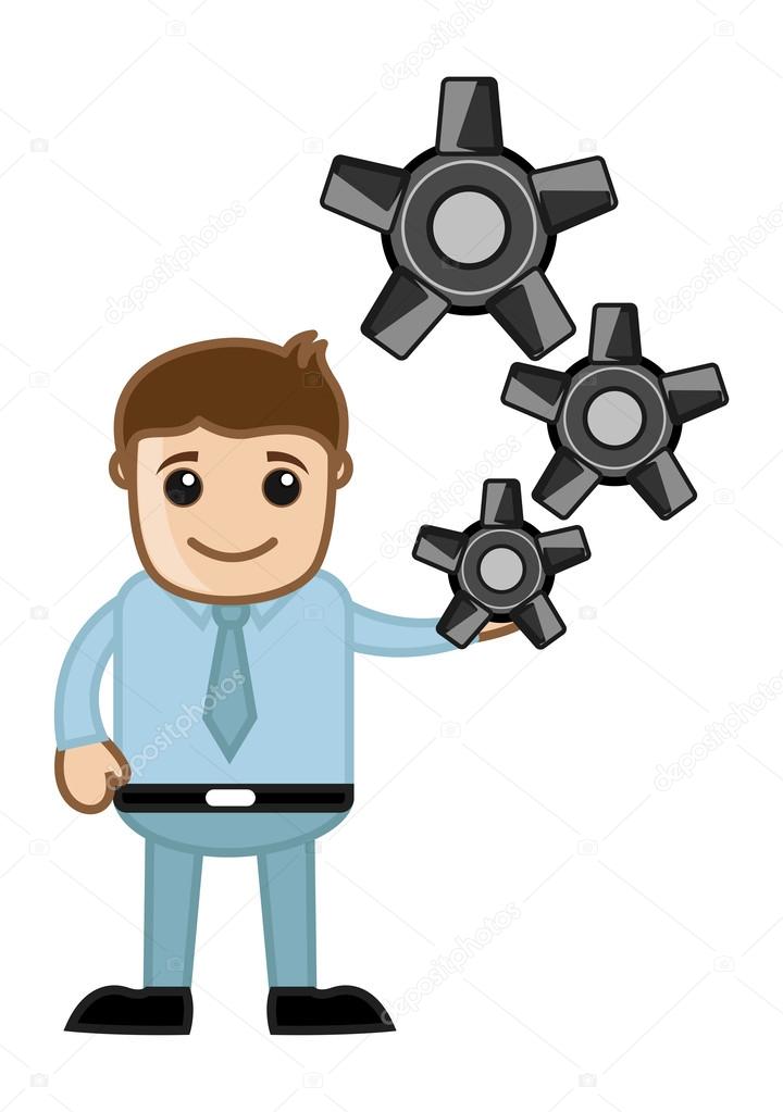 Vectores de dibujos animados - proceso - negocio del engranaje — Vector ...