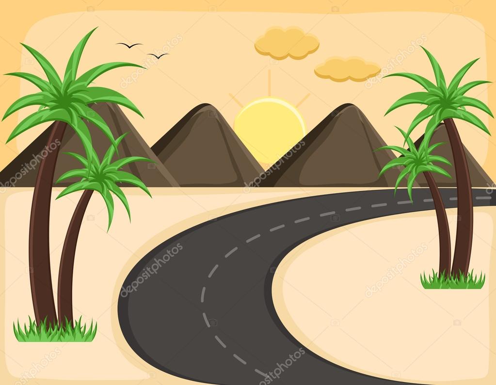 Paisaje de tarde - vector de fondo de dibujos animados — Vector de ...