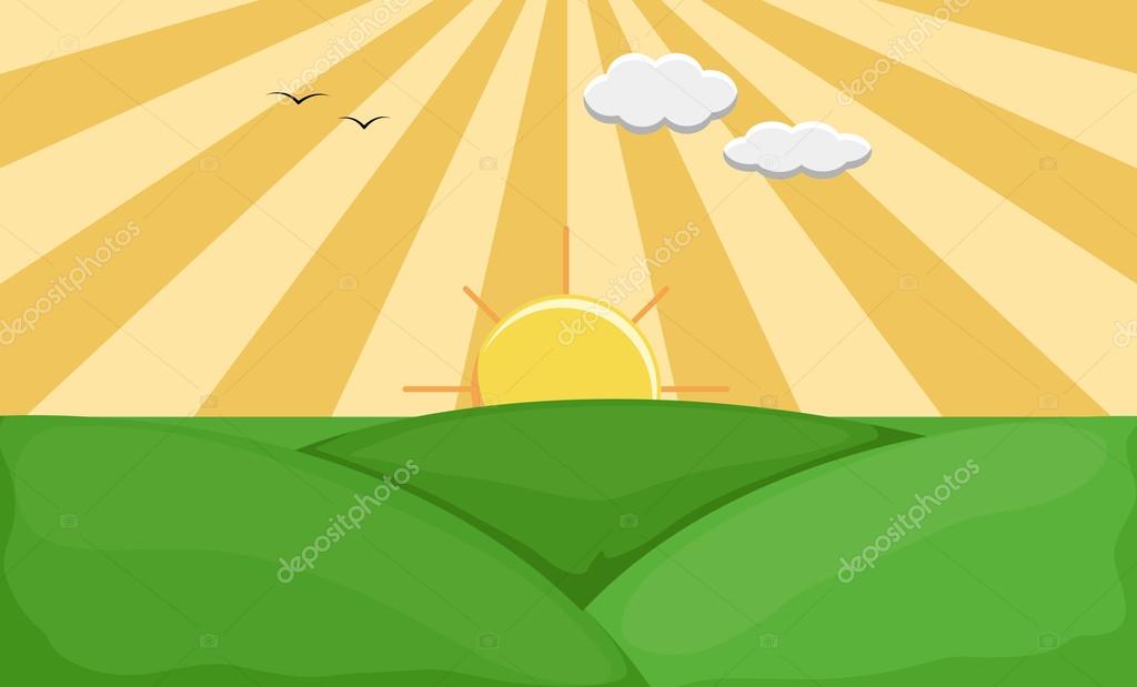 Sunrise - Cartoon Background Vector — Stock Vector © baavli #31597145 Sunrise - Cartoon Background Vector — Stock Vector © baavli #31597145