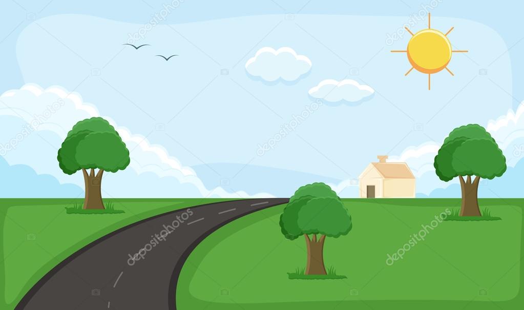 Rural background - Cartoon Background Vector — Stock Vector © baavli ...