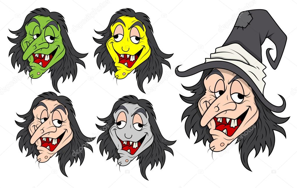 Halloween Witches Faces