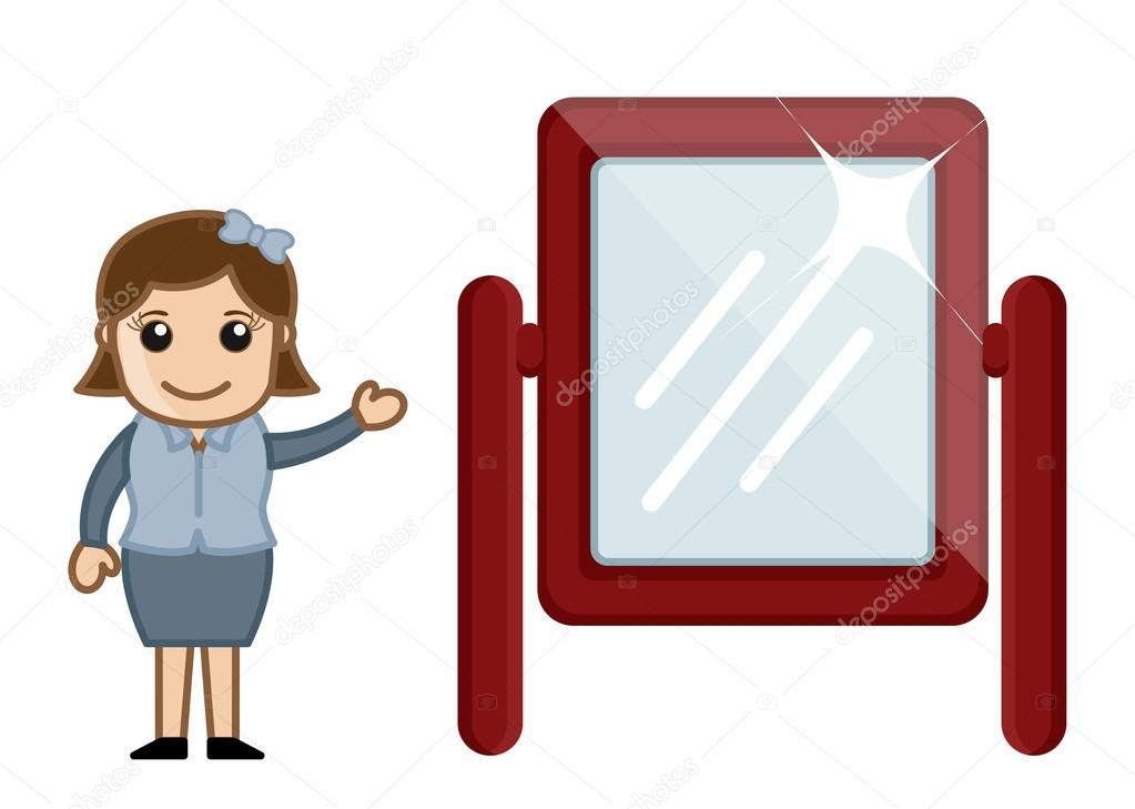 Cartoon Girl Showing Mirror — Stock Vector © baavli #50645277