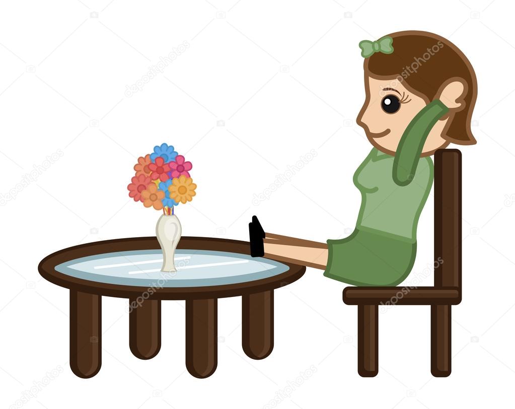 Mujer de dibujos animados descansando en silla — Vector de stock ...