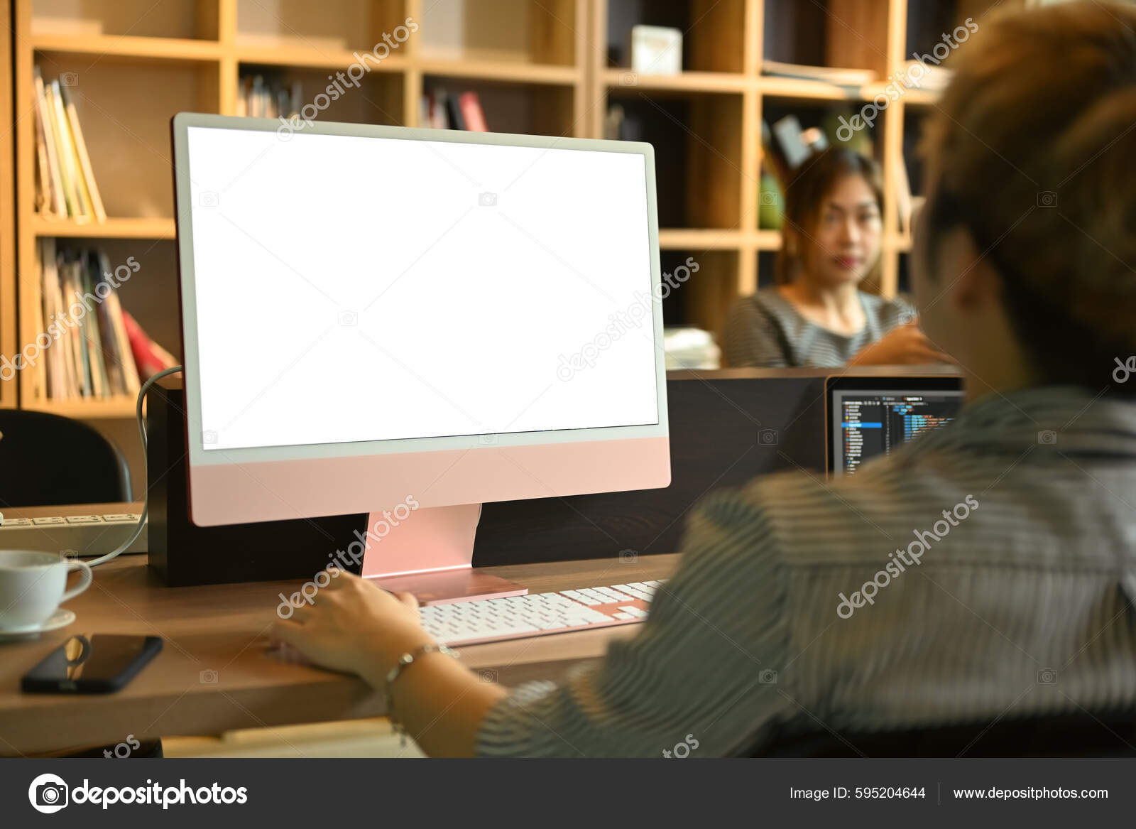 Rear View Young Male Software Developers Working Developing New ...