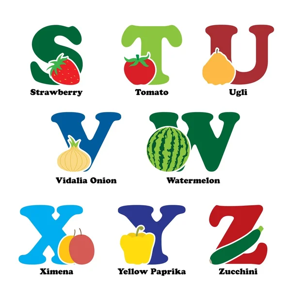 Fruit and vegetable alphabet Stock Vectors, Royalty Free Fruit and ...