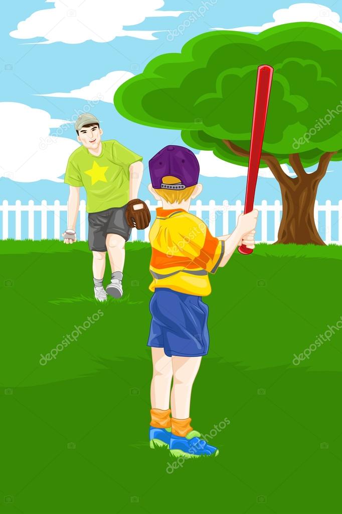 Father son playing baseball Stock Vector Image by ©artisticco #19836983
