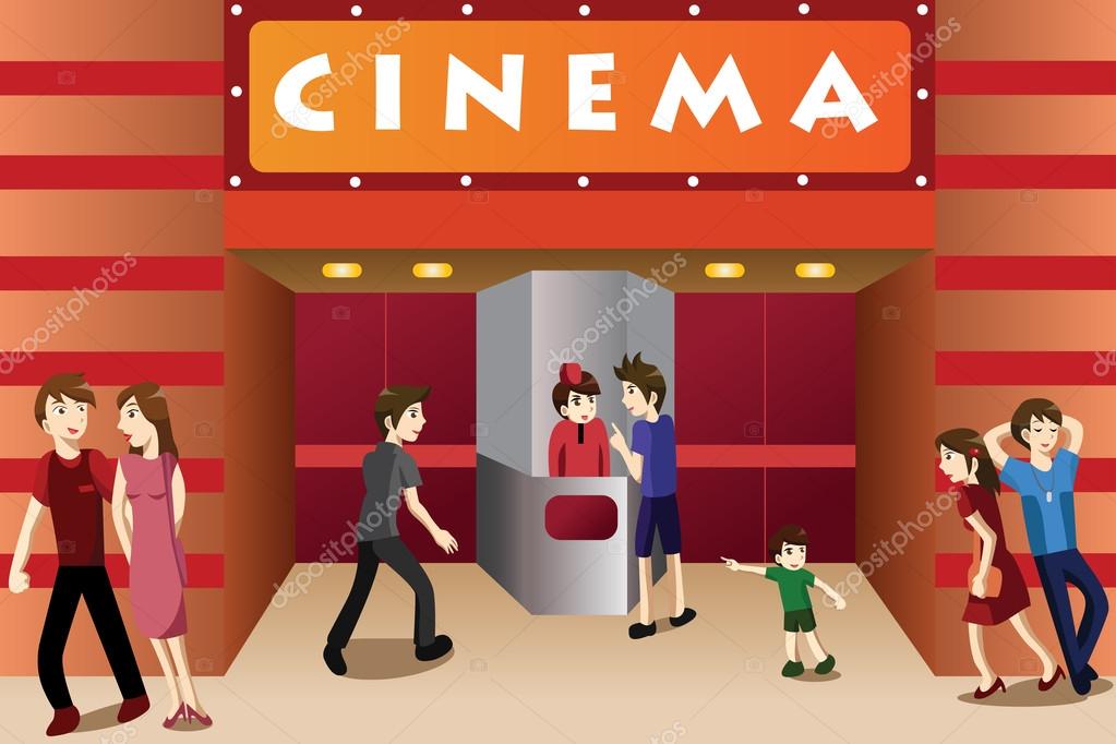 Joven, Ocio, Películas, Sala De Cine, Cuelga Ilustración de stock por ...