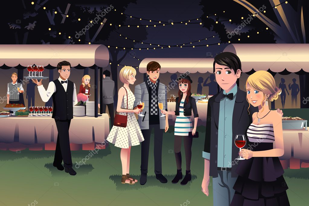 People having a night party outdoor Stock Vector by ©artisticco 49296989