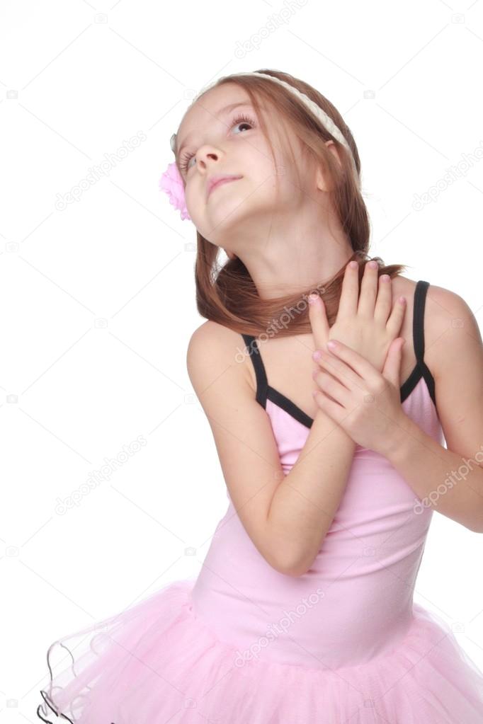 Pretty child express her feelings over dance Cute little ballet dancer ...