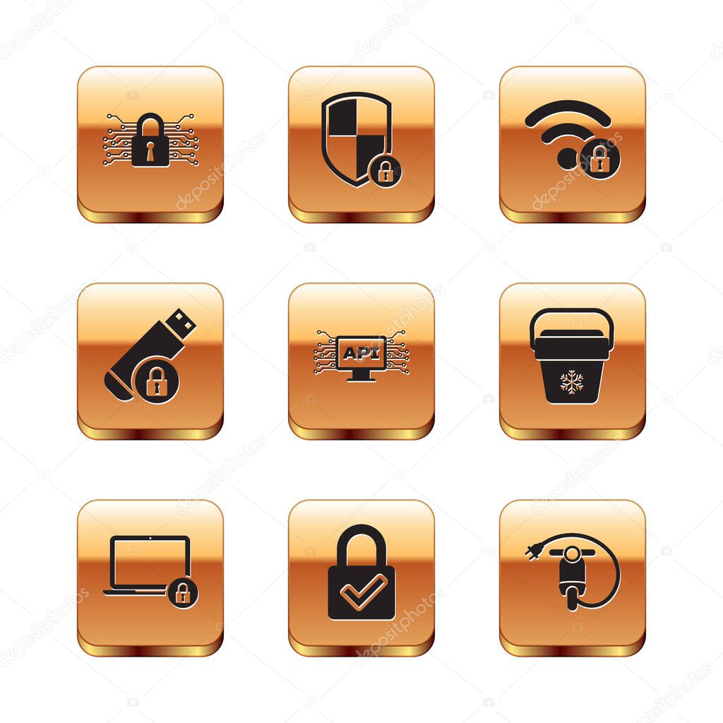 Set Cyber security, Laptop and lock, Lock check mark, Computer api ... Set Cyber security, Laptop and lock, Lock check mark, Computer api ...