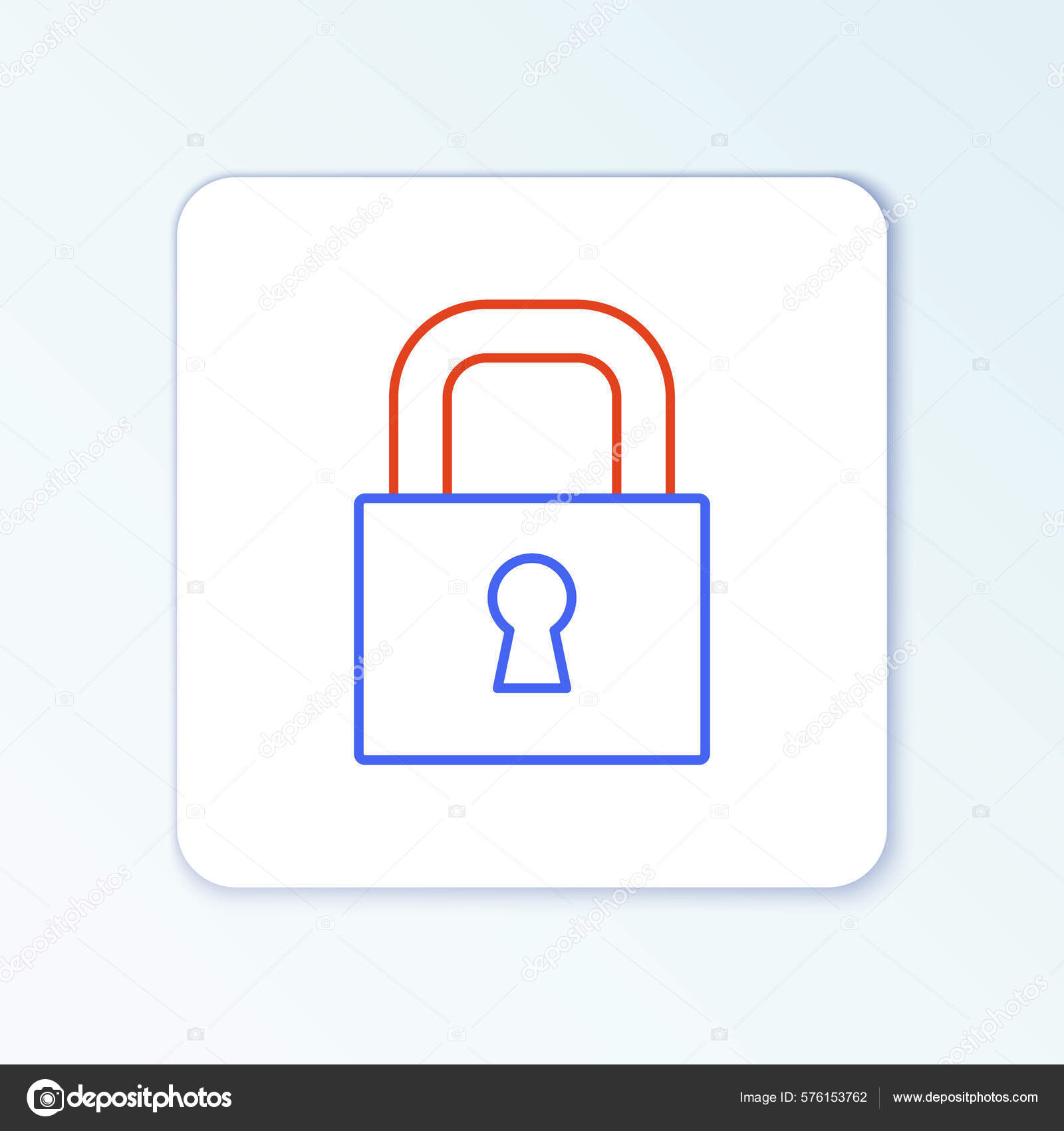 Line Lock Icon Isolated White Background Padlock Sign Security Safety ...