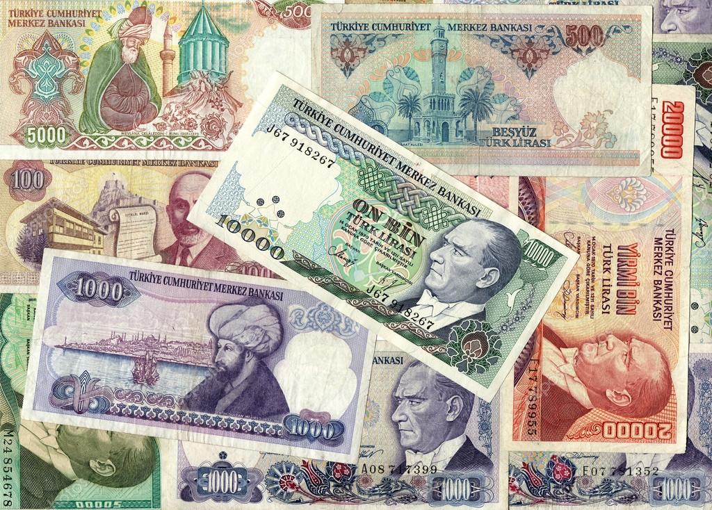 Background of old Turkish lira banknotes — Stock Photo © rorius #16999915