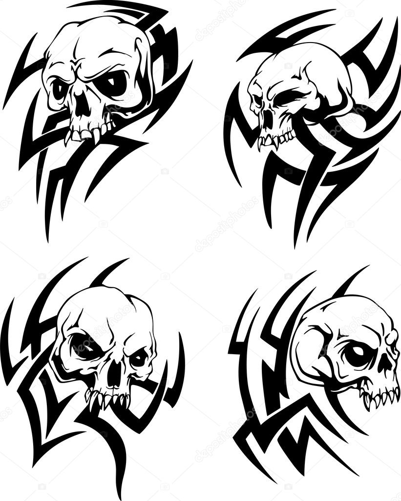 Tribal Skull Tattoos — Stock Vector © Rorius 31891897