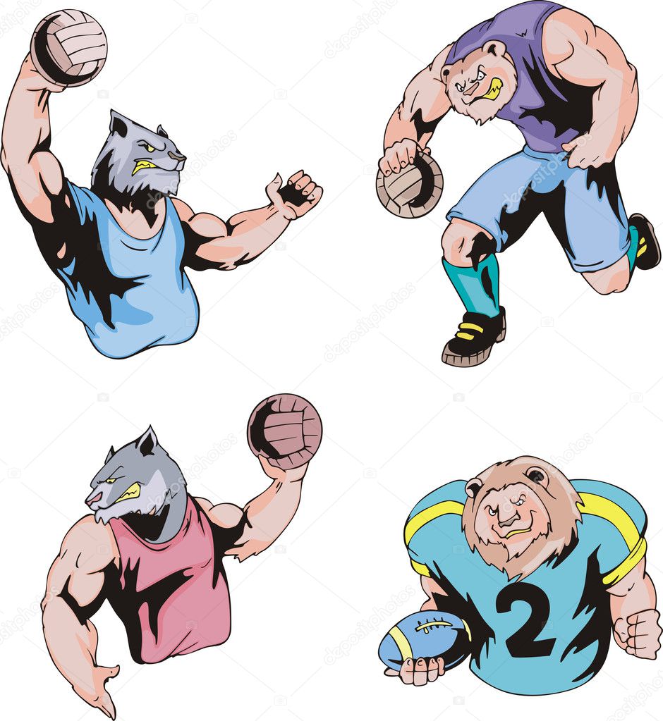 Sport mascots - volleyball and american football Stock Vector Image by ...