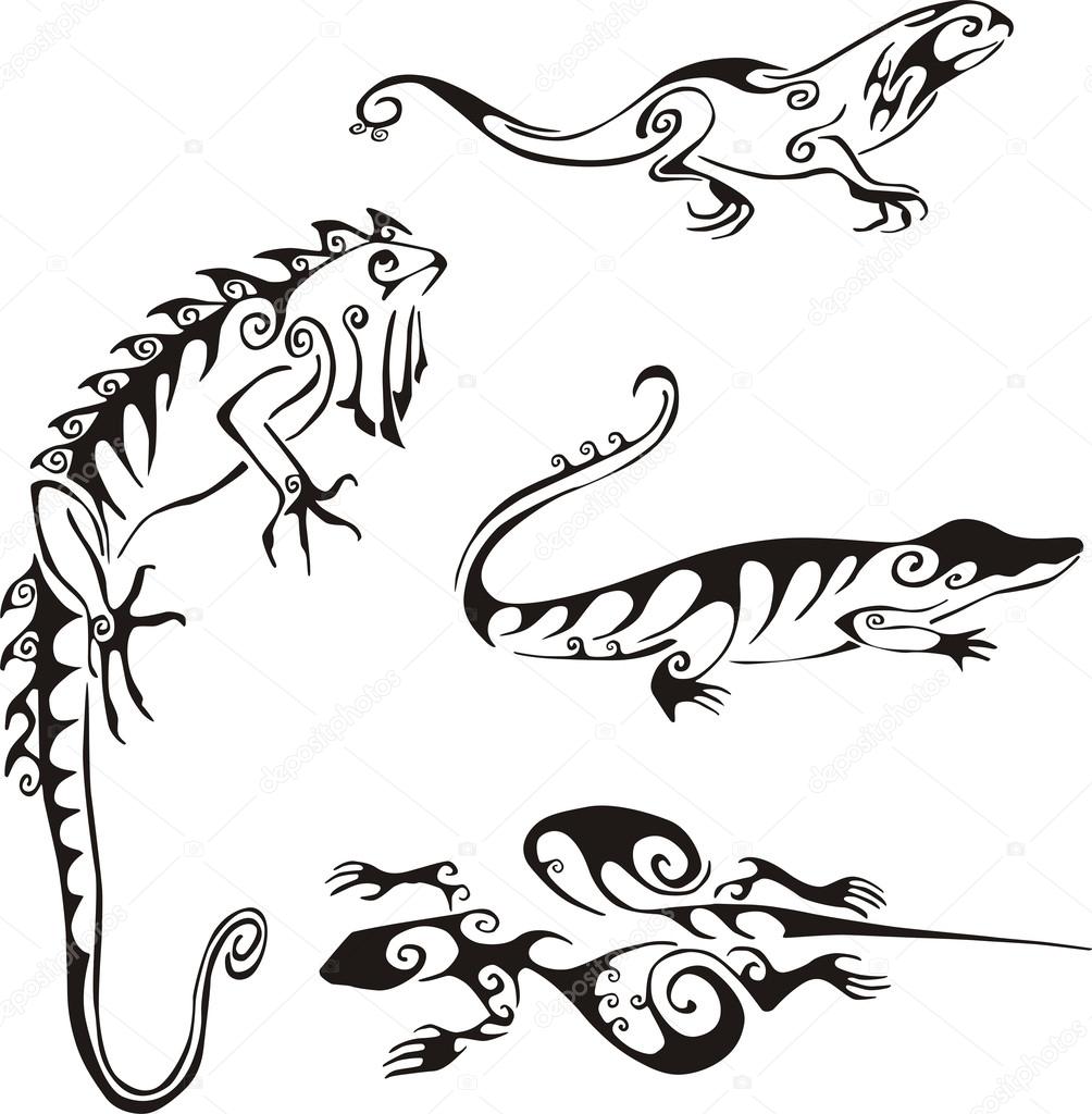 Lizards in tribal style Stock Vector by ©rorius 40705275
