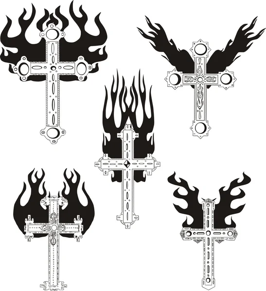 Crosses with flames — Stock Vector © rorius #43357871