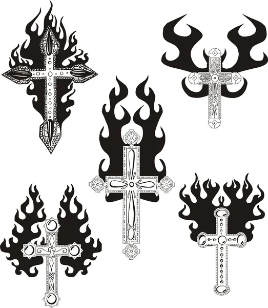 Crosses with flames — Stock Vector © rorius #43357871