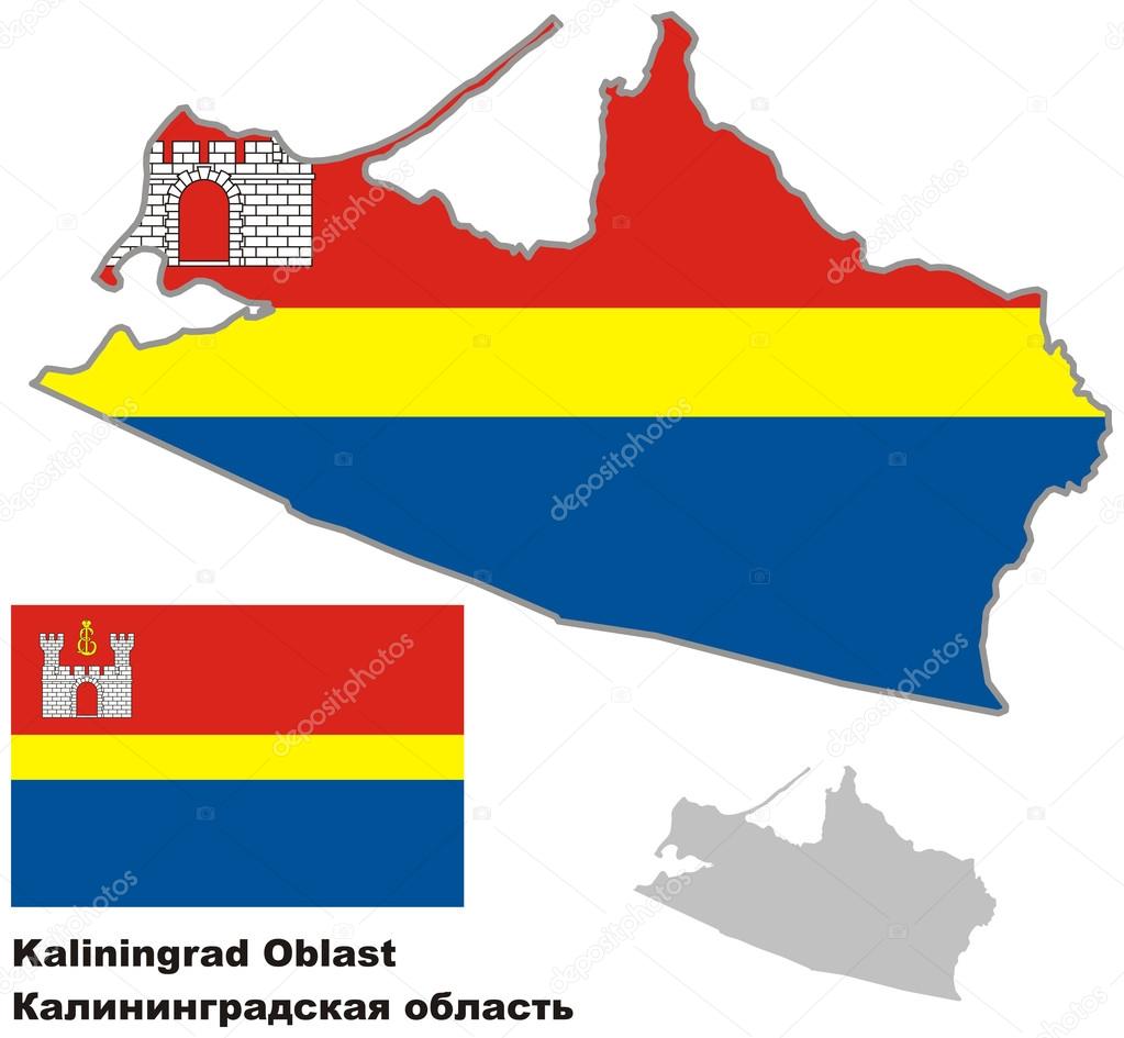 esquema mapa del óblast de Kaliningrado con bandera 2022