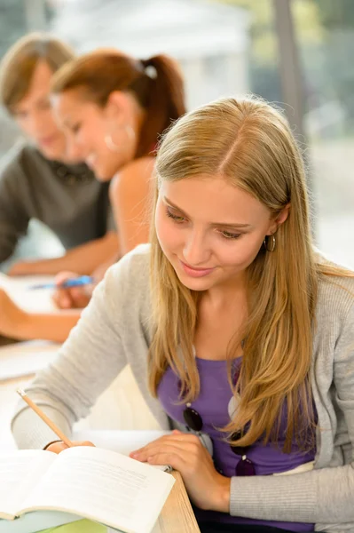 High-school students learning in study teens young — Stock Photo ...