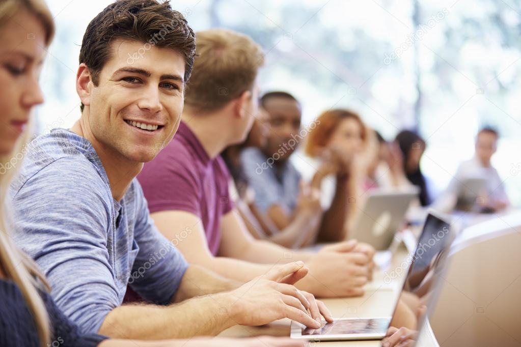 Class Of University Students Using Laptops In Lecture — Stock Photo ...