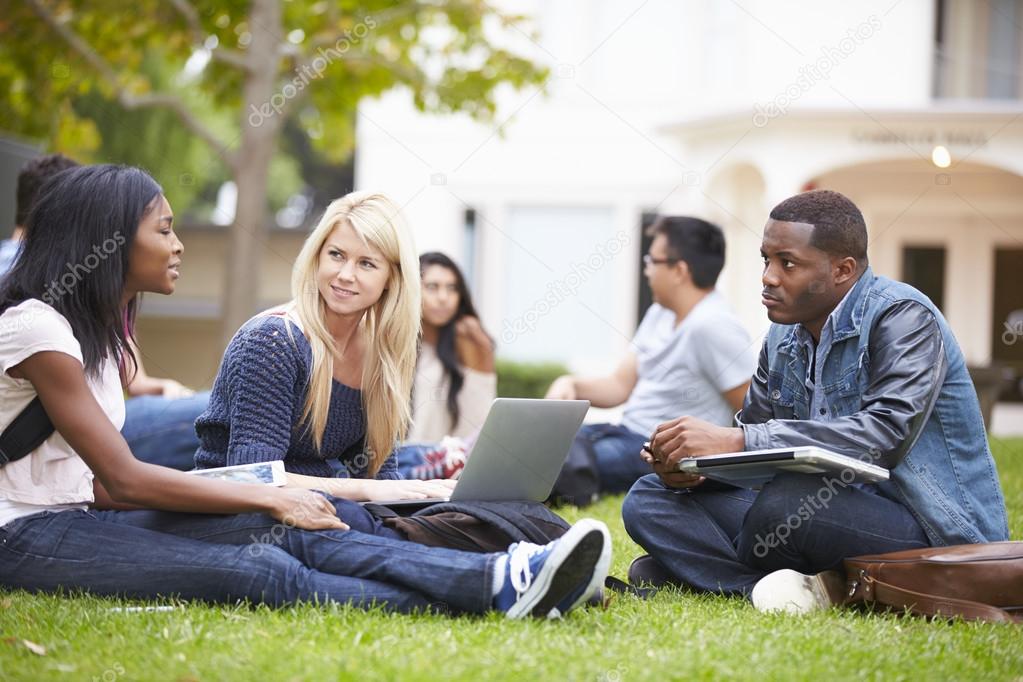 College Students Sitting Outside