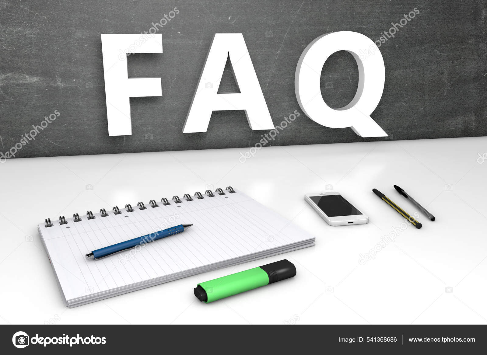 Faq Frequently Asked Questions Text Concept Chalkboard Notebook Pens ...